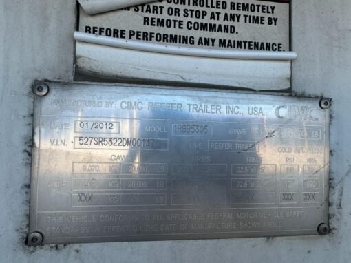 2013 CIMC Vanguard 53' Reefer Trailer - Commercial Capital Company, LLC